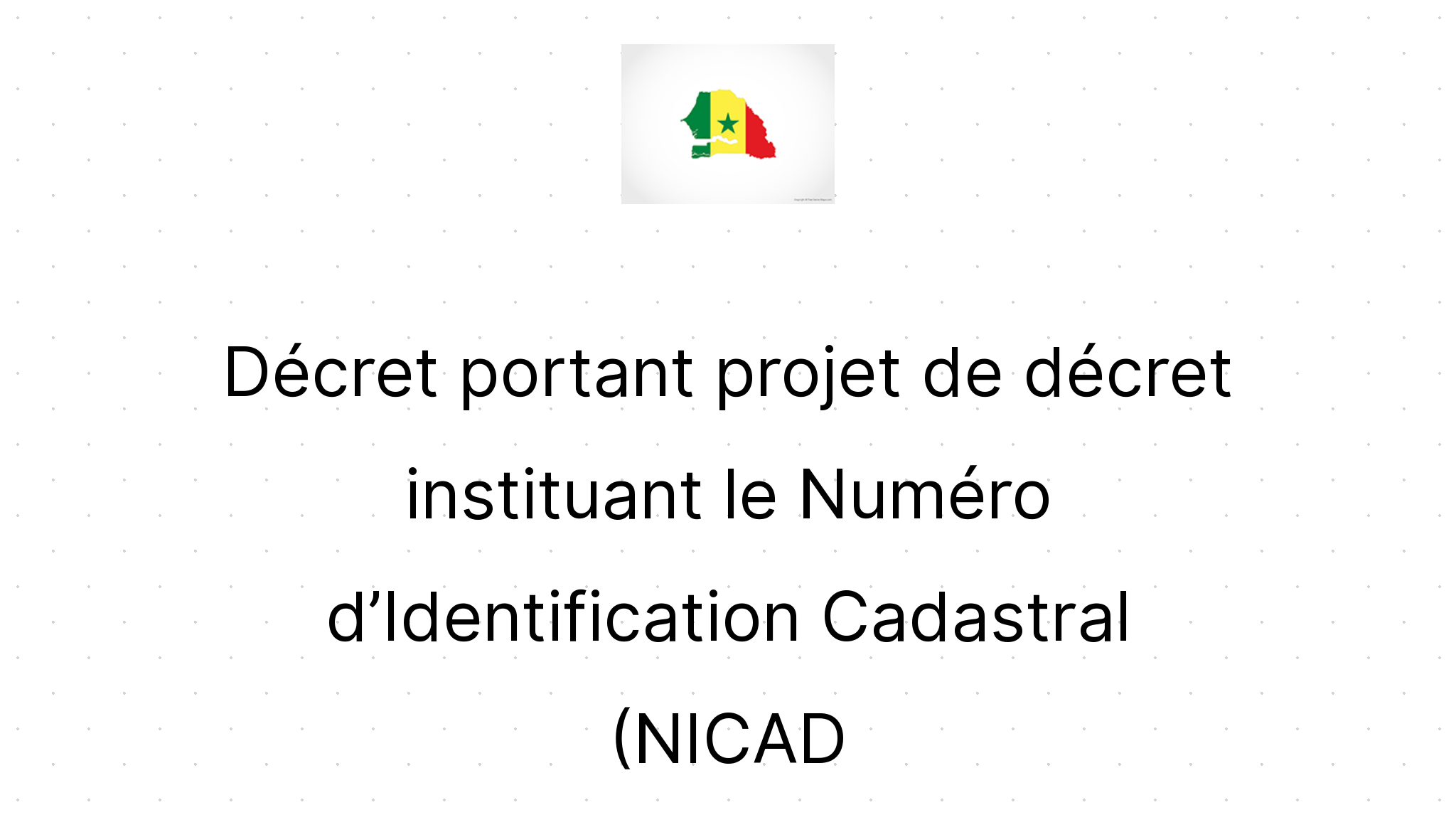 Décret Portant Projet De Décret Instituant Le Numéro Didentification
